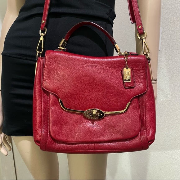 Coach | Bags | Coach 26624 Sadie Madison Scarlet Red Leather Top Handle ...
